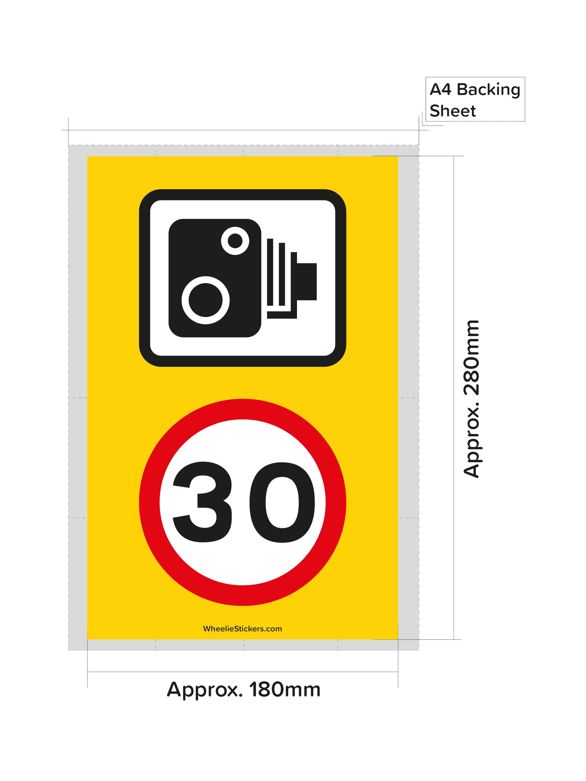 Pack of 3 Speed Camera and Speed Limit Wheelie Bin Sticker Signs (Vari ...