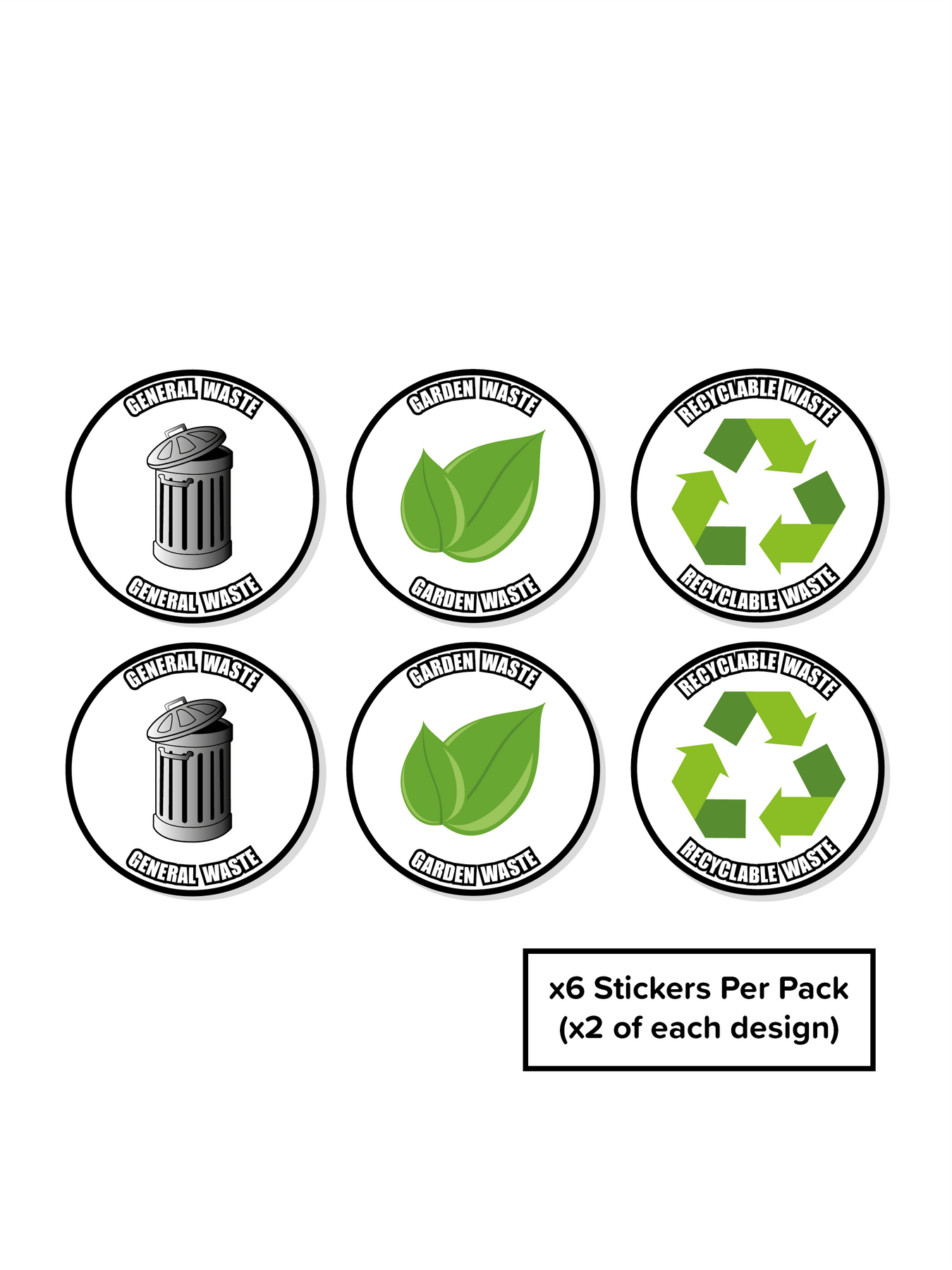 Pack of 6 Simple Bin Waste Types Wheelie Bin Waste Type Stickers ...