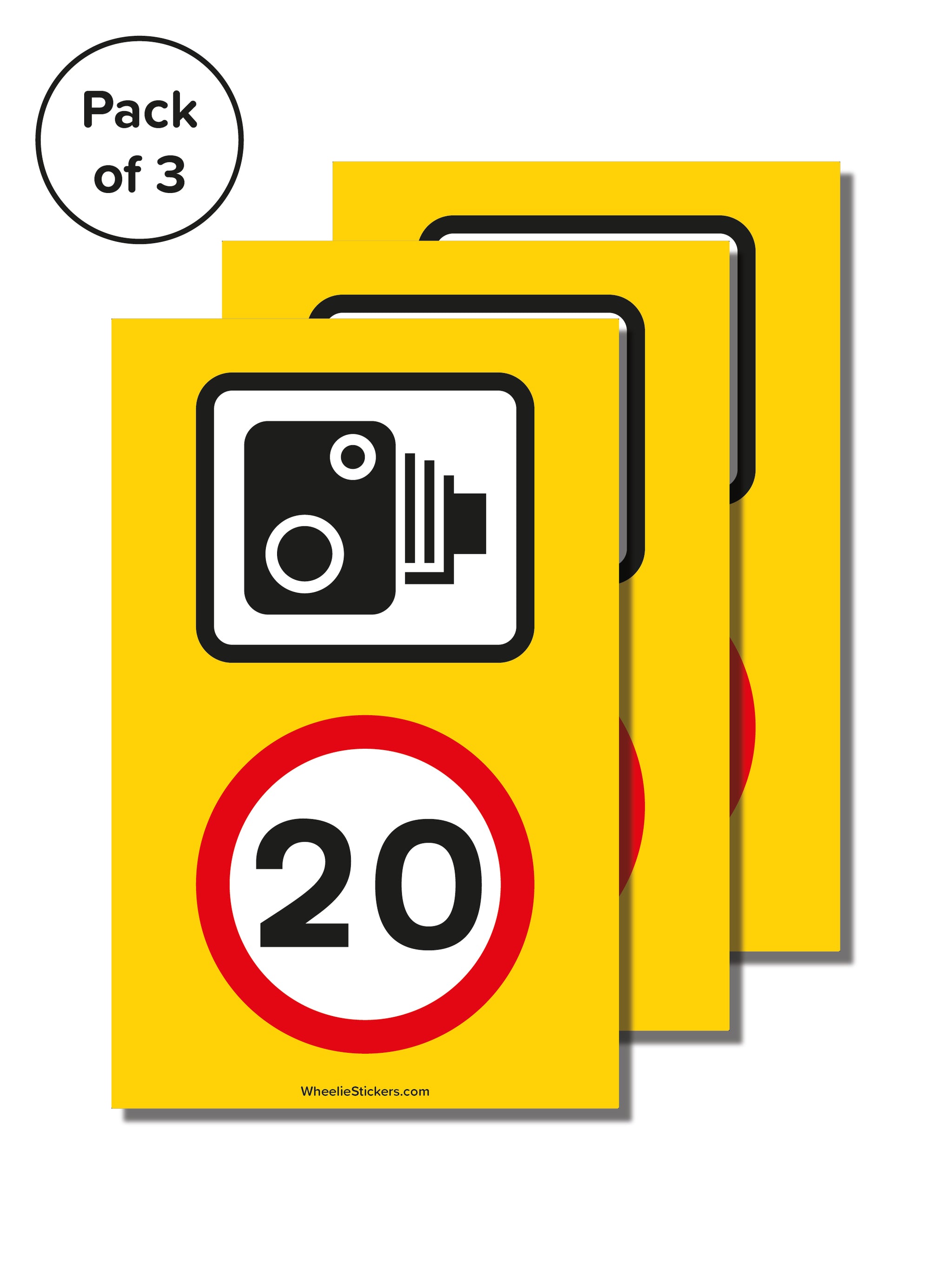 Pack of 3 Speed Camera and Speed Limit Wheelie Bin Sticker Signs (Vari ...