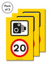 Pack of 3 Speed Camera and Speed Limit Wheelie Bin Sticker Signs (Vari ...