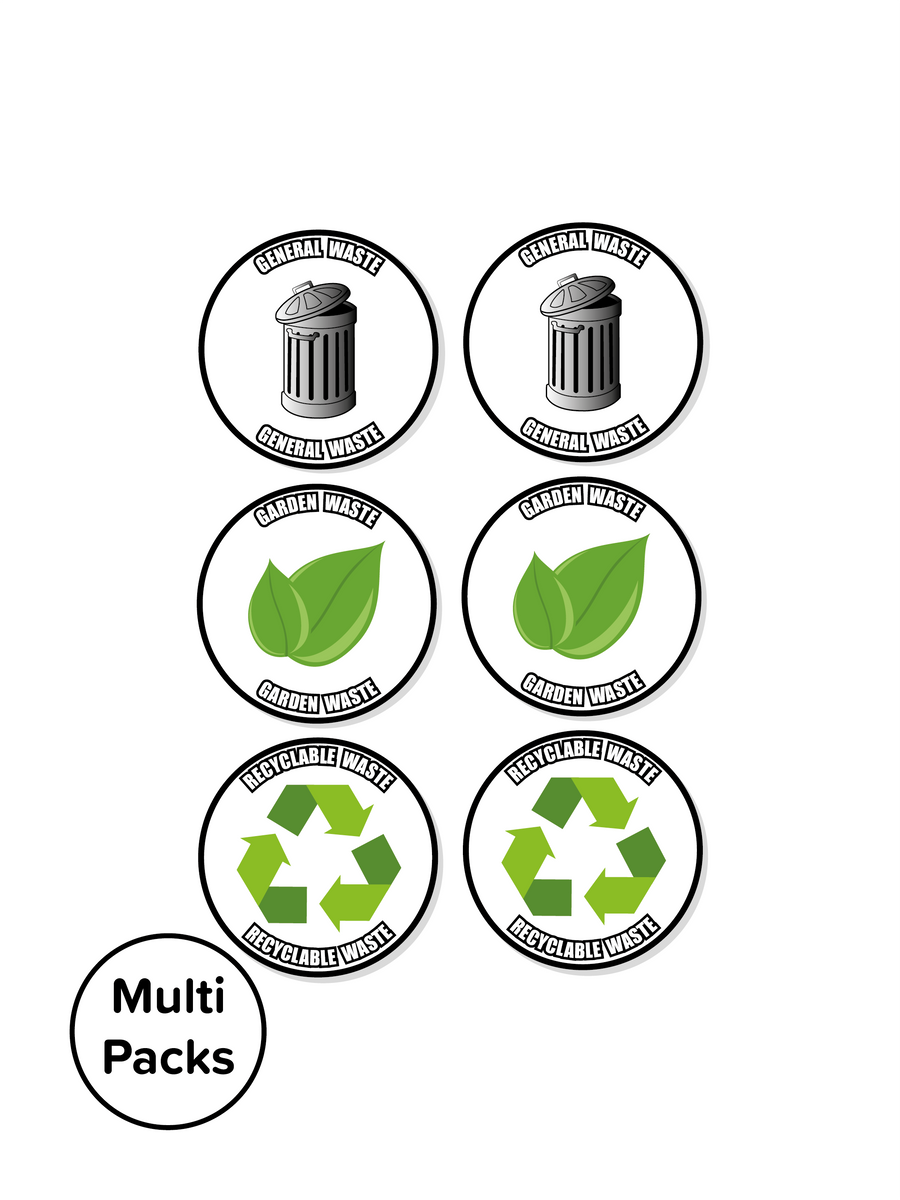 Pack of 6 Simple Bin Waste Types Wheelie Bin Waste Type Stickers ...